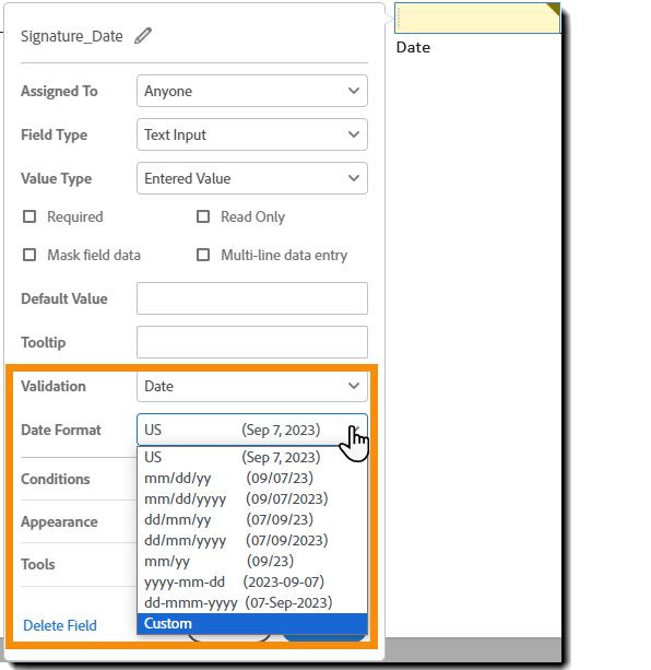 Validations de date personnalisées